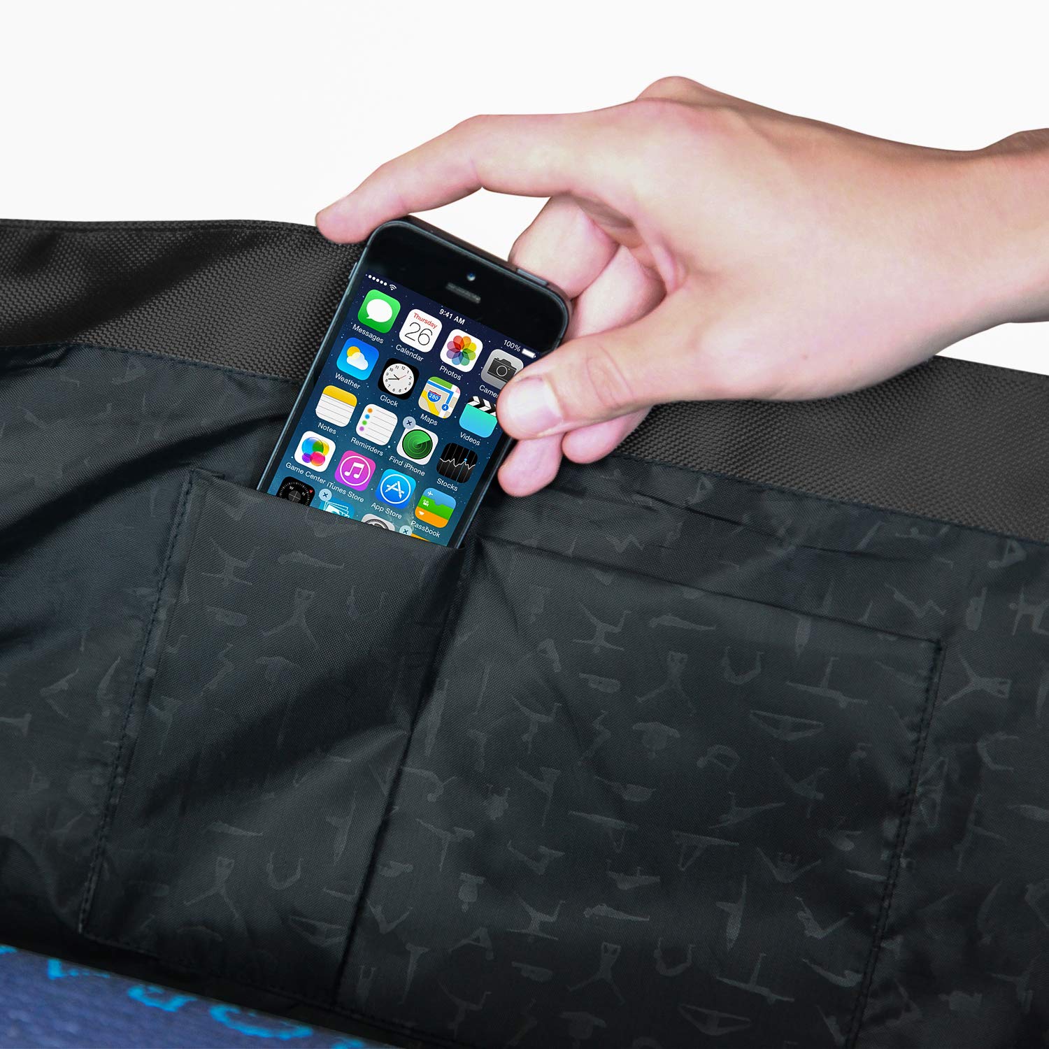 AURORAE Yoga Mat Tote Bag, Extra Wide to Fit Most Yoga Mats and Accessories, in Black Heavy Duty Polyester