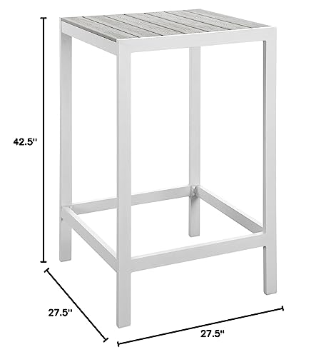 Modway Maine Aluminum Outdoor Patio Bar Table in White Light Gray