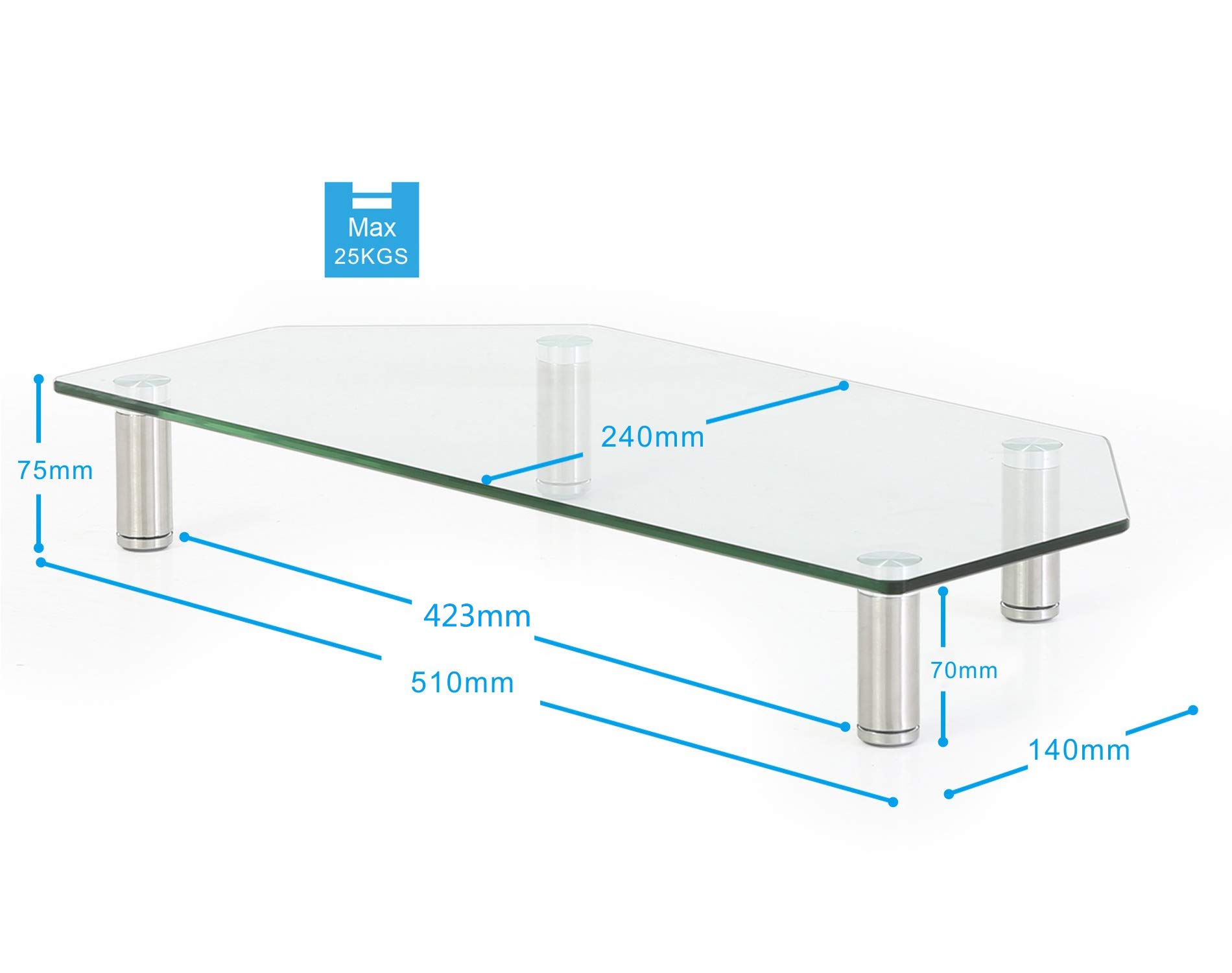 FITUEYES Monitor Stands Curved Glass Computer Risers with Height Adjustable for PC Monitors, Laptops, Computers & TVs,DT105002GC