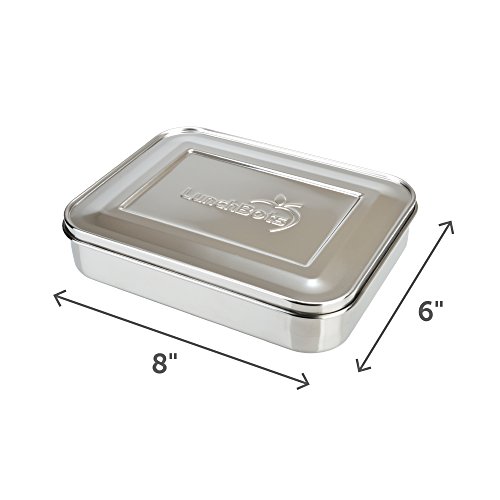 LunchBots Large Cinco Stainless Steel Lunch Container - Five Section Design Holds a Variety of Foods - Metal Bento Box - Dishwasher Safe - Stainless Lid - Stainless Steel