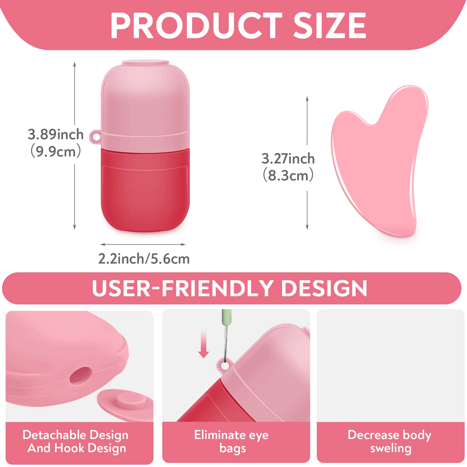 AURUZA Ice Face Roller and Gua Sha Set, Ice Roller for Face & Eye Puffiness Relief Beauty Facial Rollers Mold Icing Massage Skin Care Tools for Brighten Lubricate Shrink Pores Remove Fine Lines