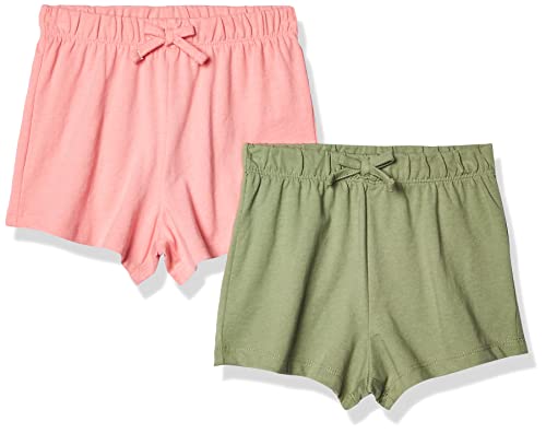 The Children's Place Baby Girls' Shorts 2-Pack, Rose/Olive, 2T