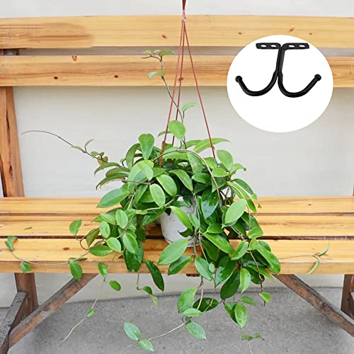 Mewuthede 6pcs Double Prong Ceiling Hooks,Wall Hanger Coat Hat Towel Bag Scarf Keys (Black)
