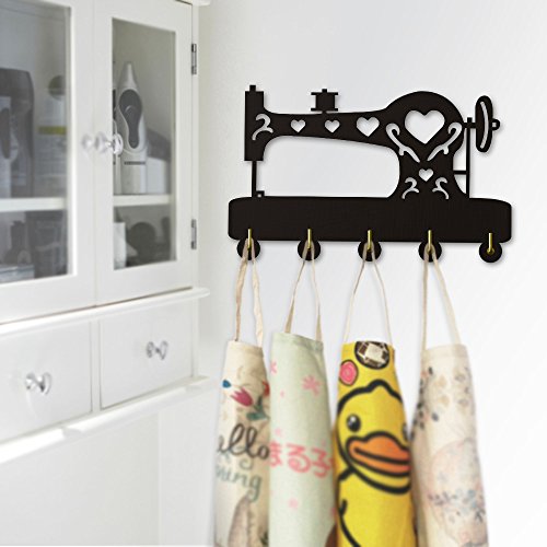 The Geeky Days Mini Sewing Machine Shape Design Creative Home Decor Wall Art Clothes Coat Robe Hooks Bedroom Bathroom Door Towel Hooks Decor for Sewing Lover Gift