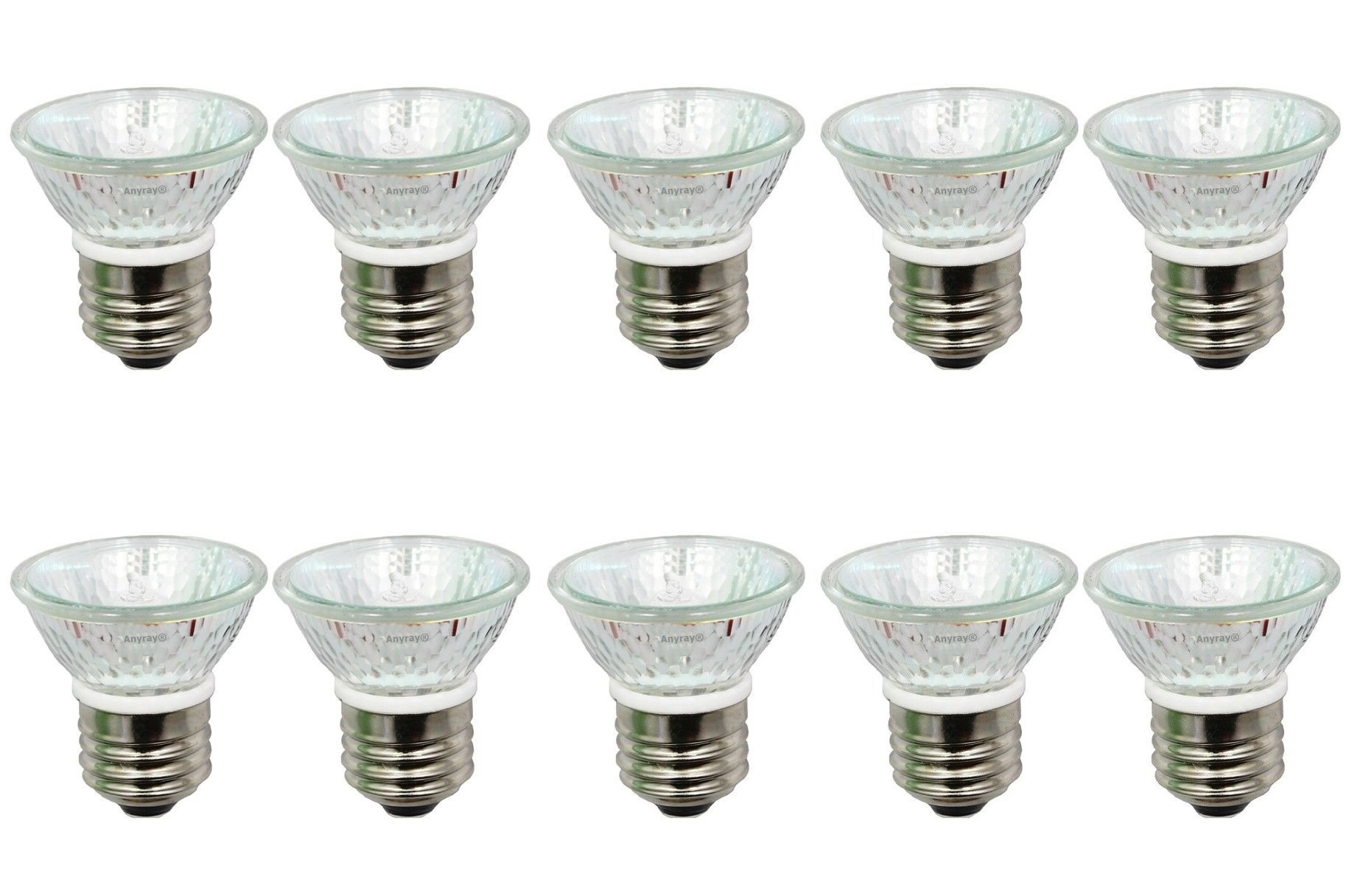 Anyray A1878Y (10-Pack) HR16 120V 50W E26 MR-16 50 Watts PAR16 PAR16 JDR C Halogen Bulb Lamp EXN Flood with Lens (50 Watts)