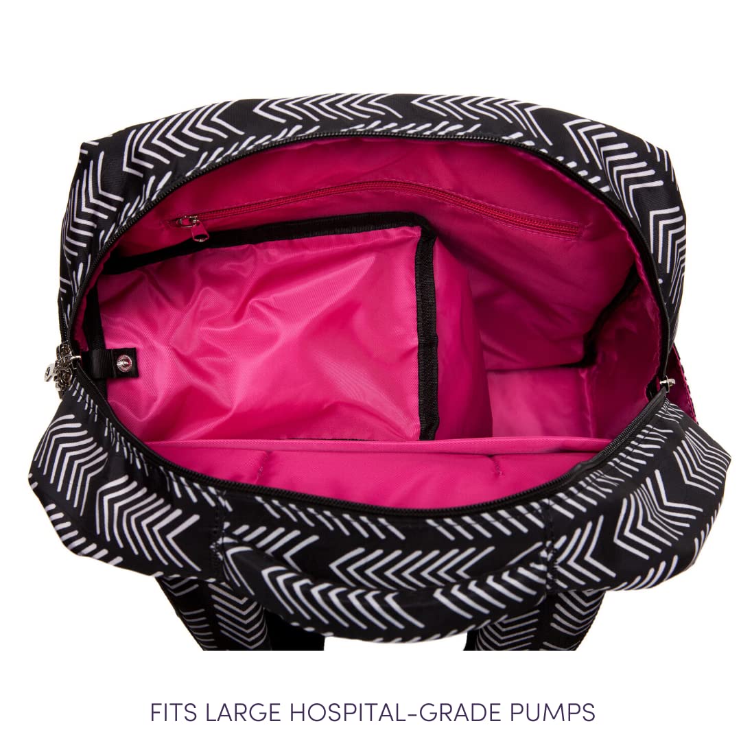 Sarah Wells Kelly Convertible Breast Pump Bag and Backpack with Carrying Handles - 1 Count (Pack of 1) - Black and White