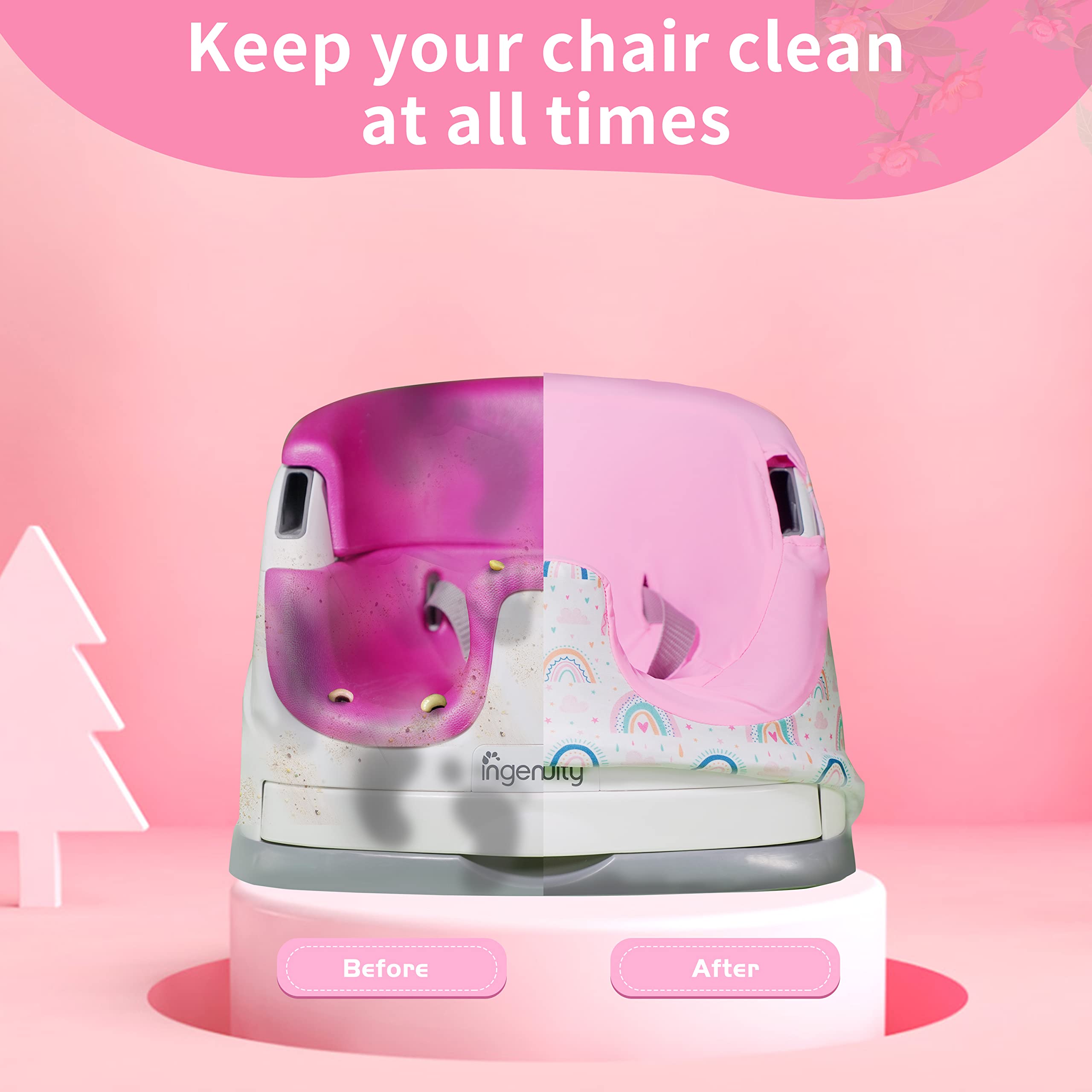 Baby Seat Cover Compatible with Ingenuity Seat (Leaf, Pink)