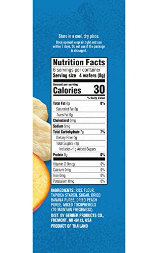 Gerber Snacks for Baby Teethers, Banana Peach, Gentle Teething Wafers, Flavored with Real Fruits & No Artificial Flavors, 12 Individually Wrapped 2 Packs/Box (Pack of 2 Boxes)