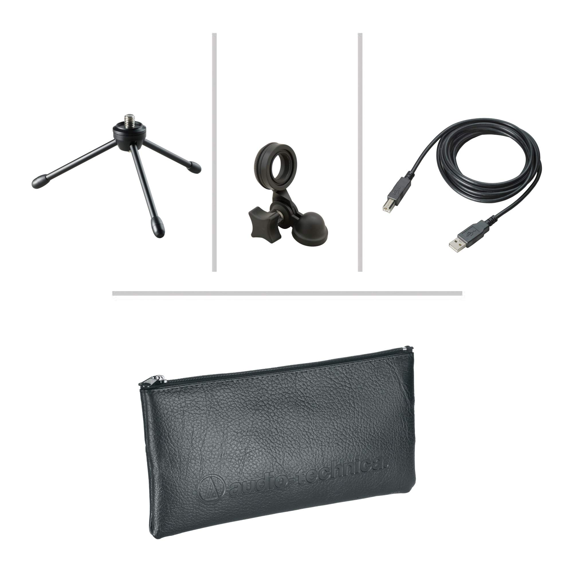 Audio-Technica AT2020USB+ Cardioid Condenser USB Microphone Bundle with Boom Arm Stand and Pop Filter (3 items)