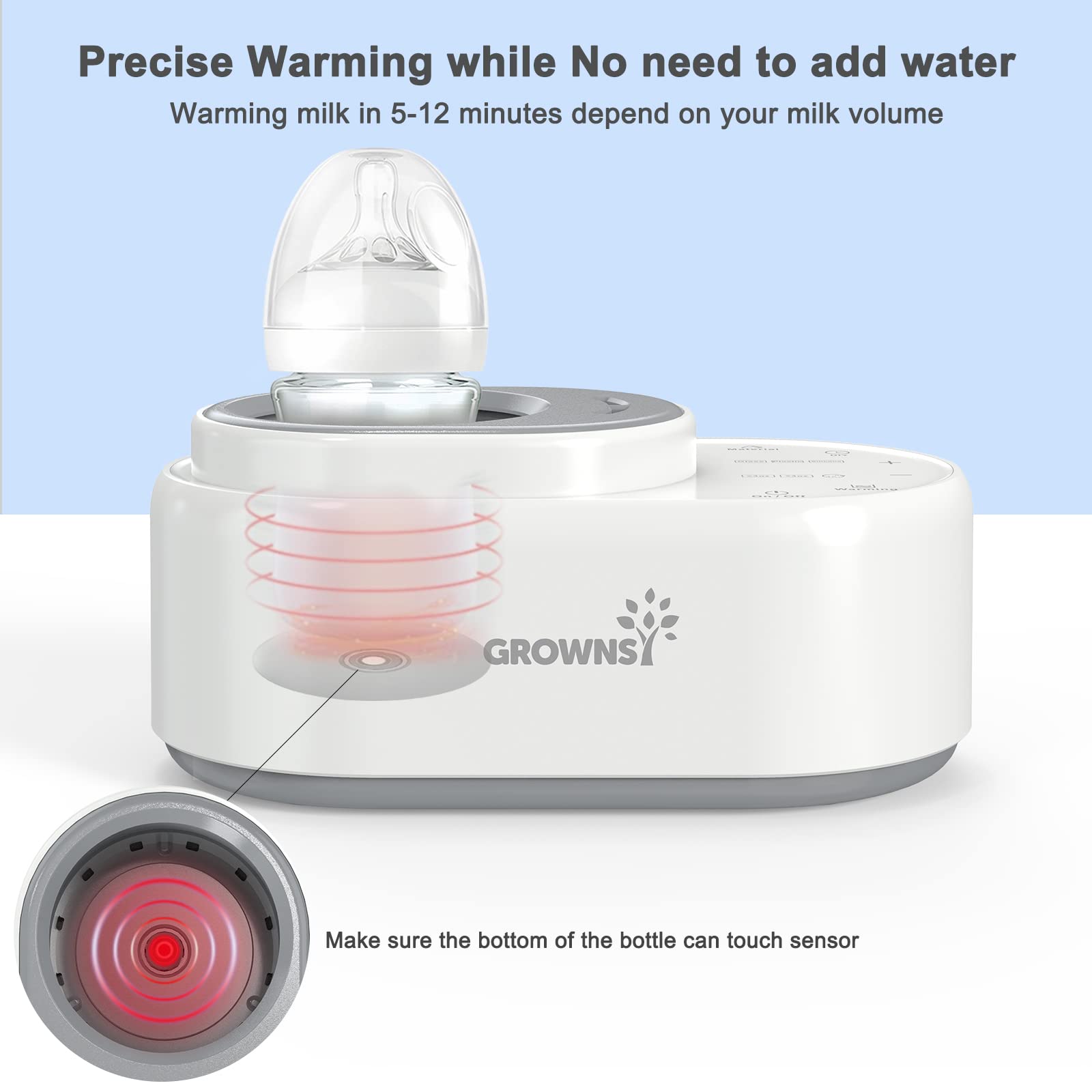 Baby Bottle Warmer Water-Free Fast Milk Warmer Baby Food Heater & Dryer for Breastmilk & Formula with Precise Temperature Control & Timer