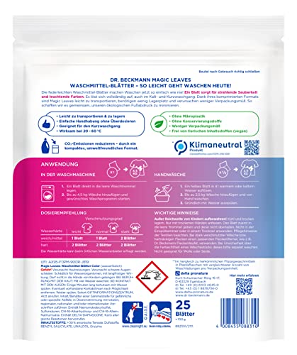 Dr. Beckmann Magic Leaves Colour Detergent Sheets, Pre-Dosed & Water-Soluble Wash Sheets, Space-Saving and Easy to Use (1)