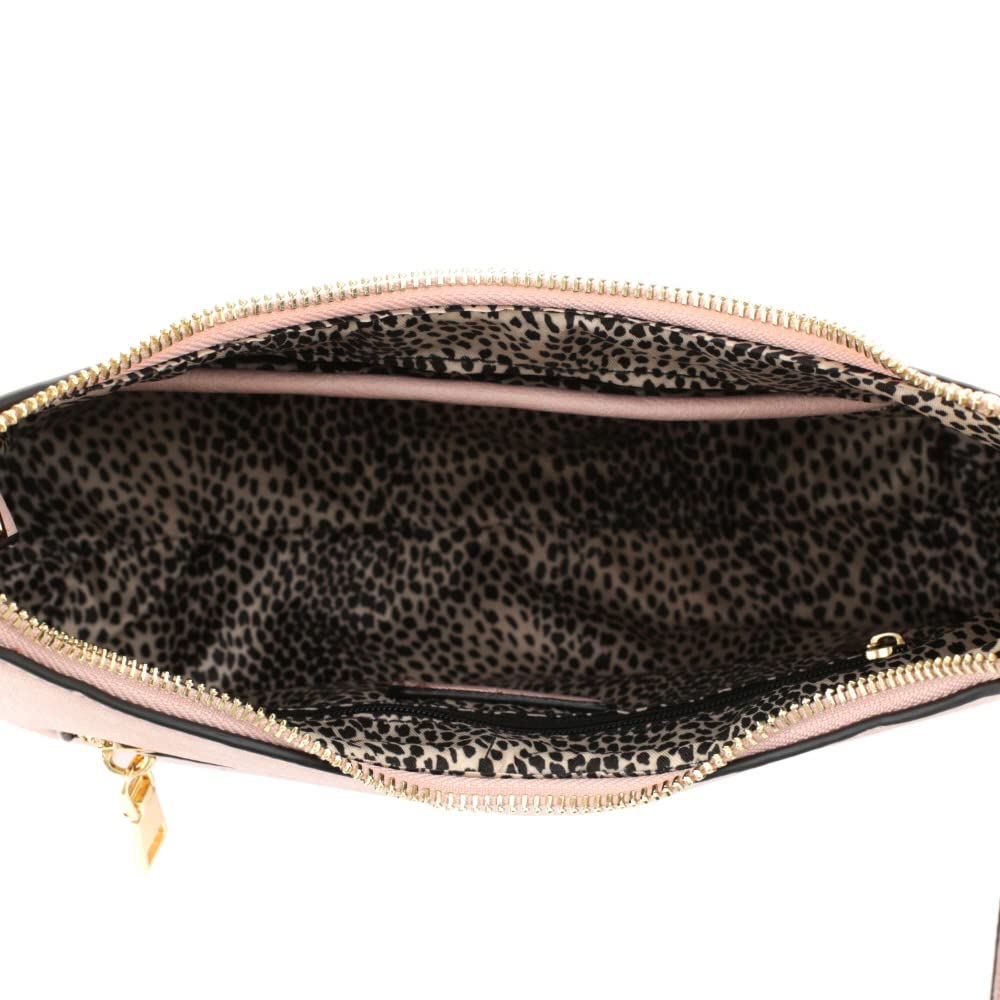 Vegan Leather 2 Way Medium Classic Retro Shoulder Bag Crossbody Purse Wallet Set (Khaki)