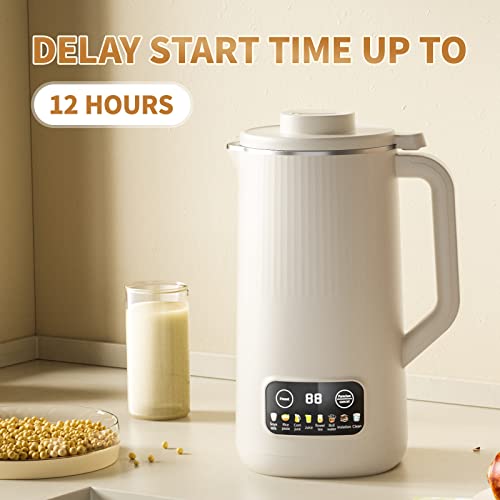 Nut Milk Maker Machine - 20 oz Multi Automatic Almond Milk Machine with 10 Blades, Homemade Almond, Oat, Soy, Etc Grain, Soy Milk Maker Machine with Delay Start/Keep Warm/Self-Cleaning/Free Filtering