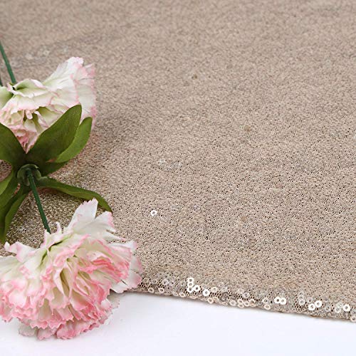 BalsaCircle TRLYC 55in x 80in Seamless Champagne Sequin Tablecloth Rectangle Glitter Table Cover for Party Wedding…