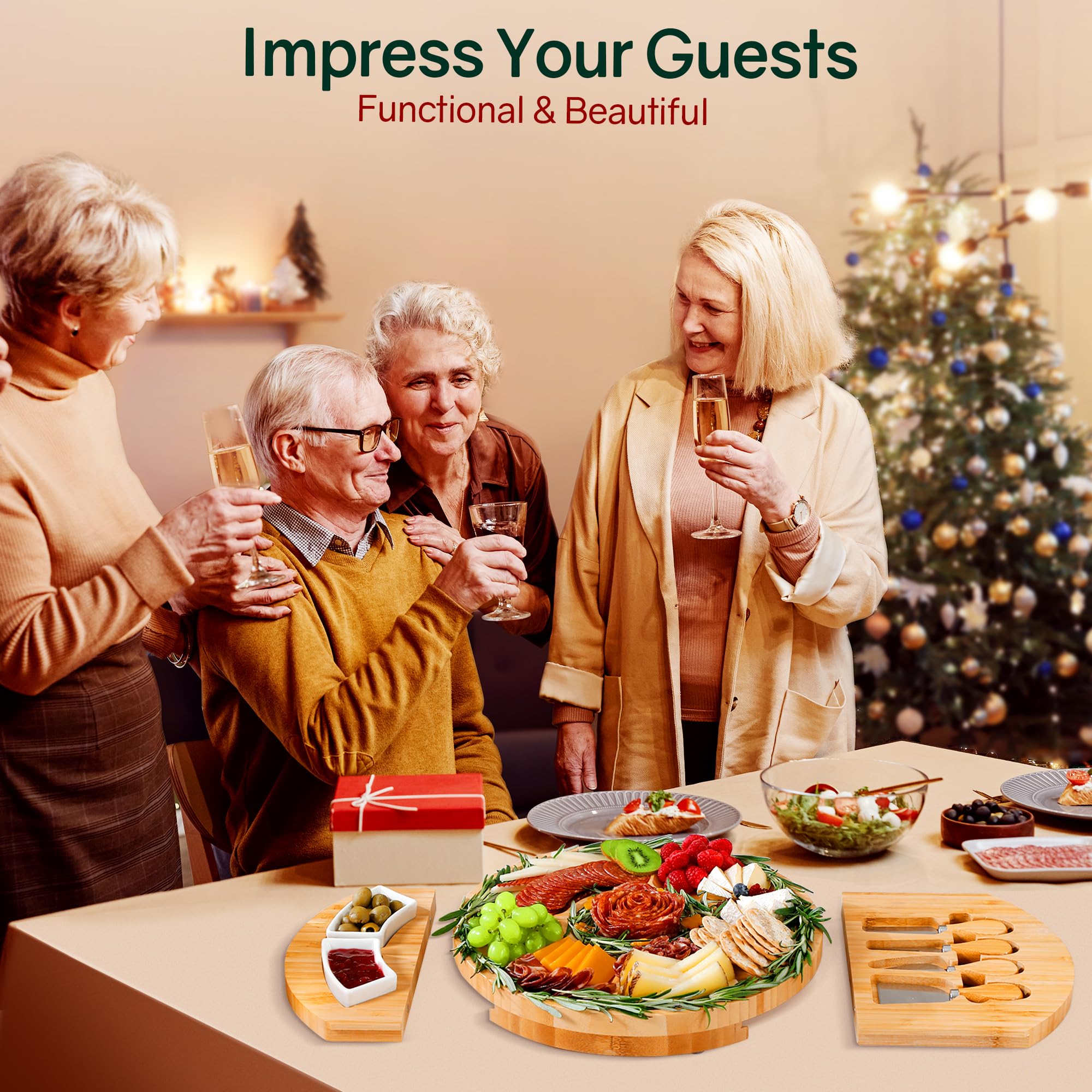 Charcuterie Boards, Thereye Cheese Board with Knife Set, Bamboo Charcuterie Board Set-ππ‘ππ§π€π¬π π’π―π’π§π ππ’ππ, ππ‘π«π’π¬ππ¦ππ¬ ππ’ππ, Housewarming Gift, Wedding Gift