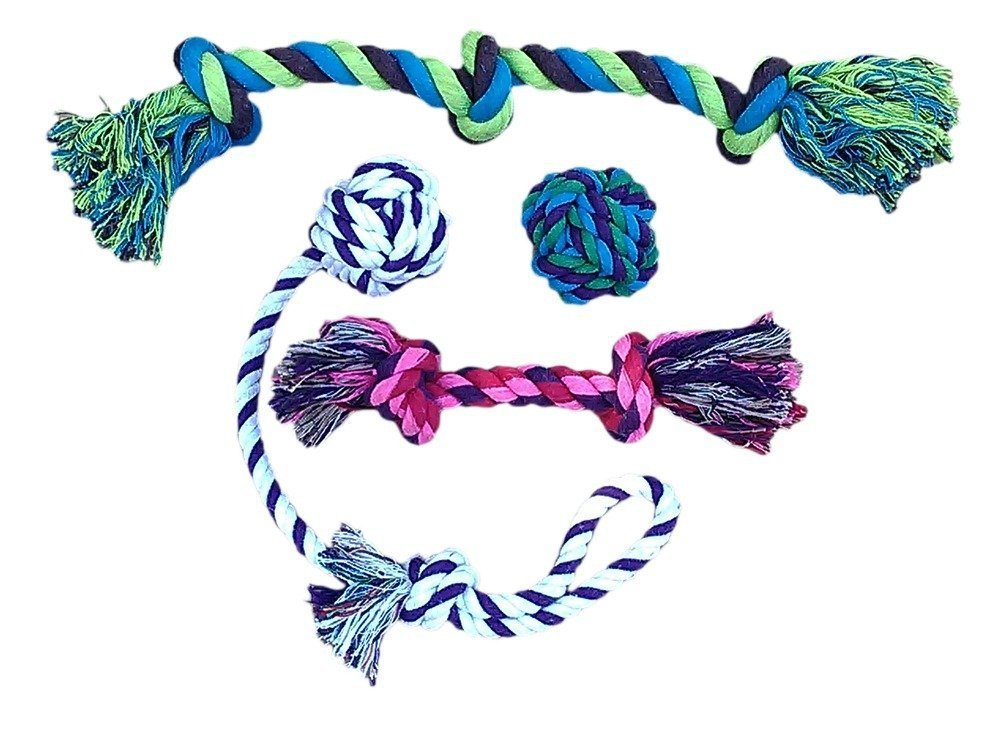 CHEW-STOP-DENTAL Puppy Dog Pet Rope Toys Stops Small Dogs and Teething Puppies from Destroying Your Stuff (Set of 4)