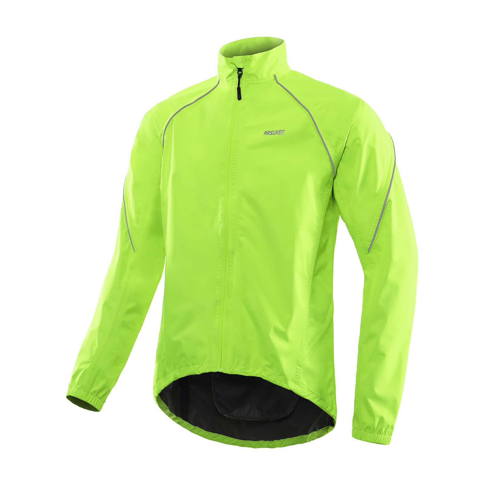 ARSUXEO Waterproof Running Cycling Jacket for Men Breathable Bike Rain Jacket Bicycle Coat Clothing Windbreaker Green Size Large