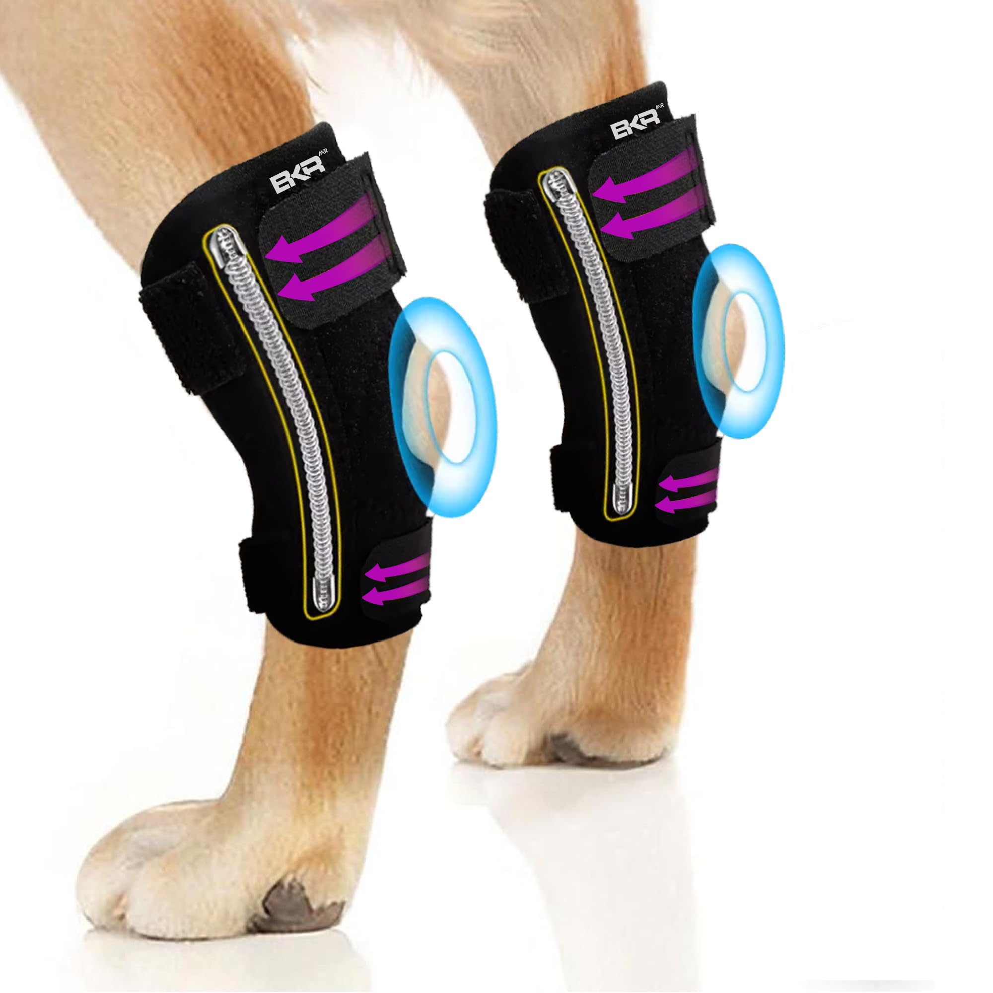 BKRMART Dog Leg Brace for Back Leg Rear Leg Hock Brace with Metal Spring Strips Hock & Ankle Support, Rear Dog Leg Brace for Torn ACL & CCL, Joint Warps Strong Support Help for Hind Leg (Large)