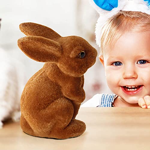 Spring Bunny Table Gift Easter Decoration Figurine Decoration Decoration Bunny, Easter Rabbit Statue, Artificial Bunny Figurines Ornament for Home,Office Desk,Easter Party Garden Yard Decoration (D)