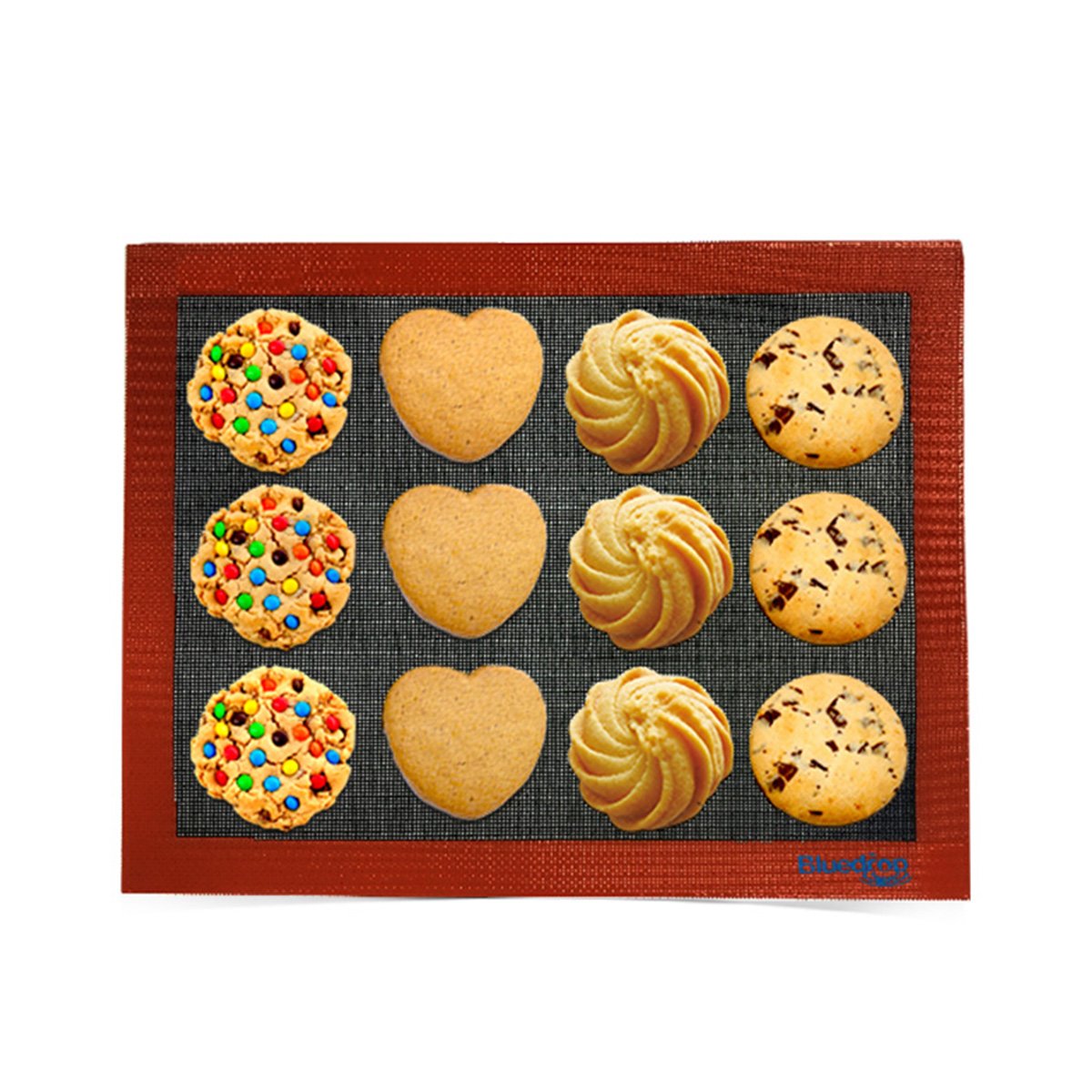 Bluedrop Silicone Bread Baking Mat Non Stick Oven Liner Perforated Steaming Mesh For Half Sheet Size Cooking Sheet 11-4/5" x 15-3/4"