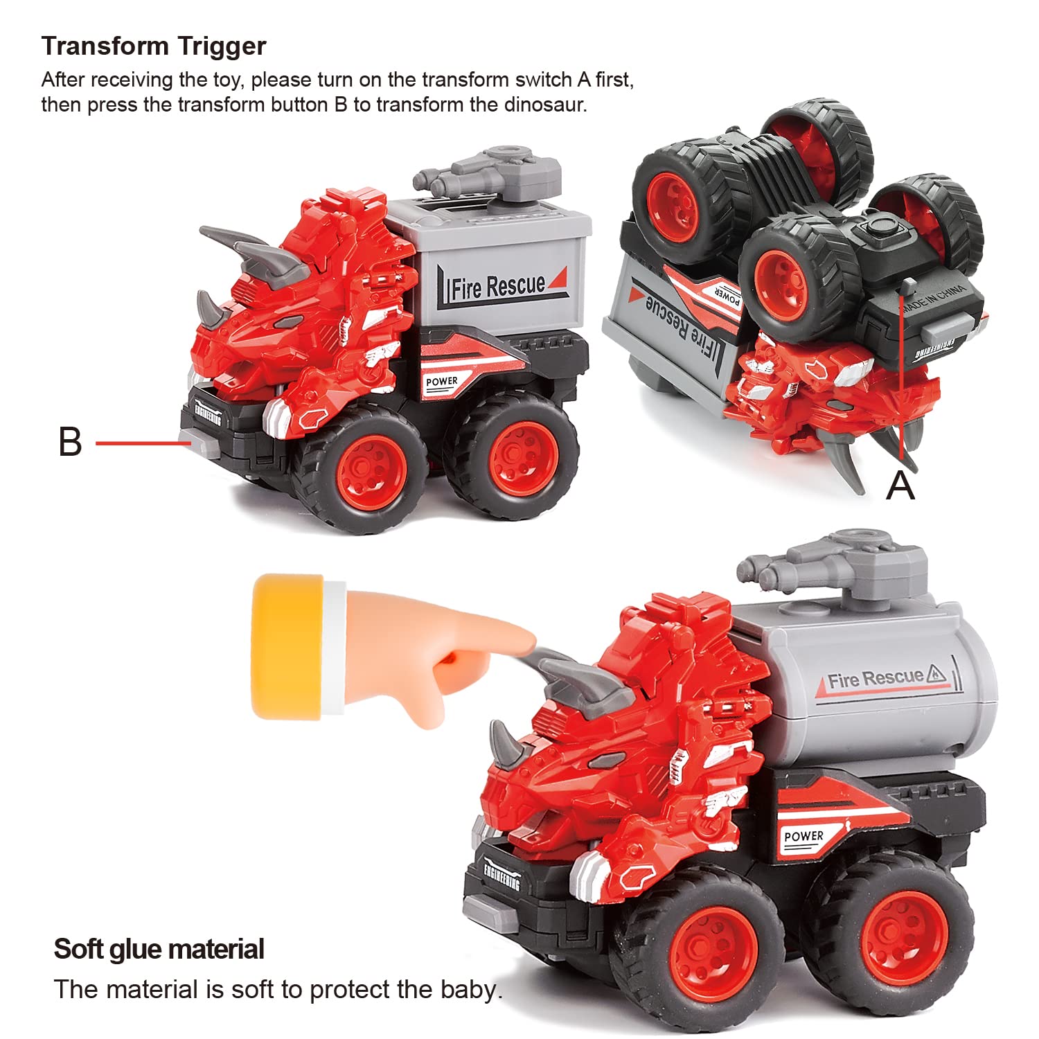 Asoxt Fire Fun for Little Firemen: Toddler Robot Fire Trucks, Transforming Robots STEM Toys,Easy DIY Assembly Function,5 in 1 Educational Toys