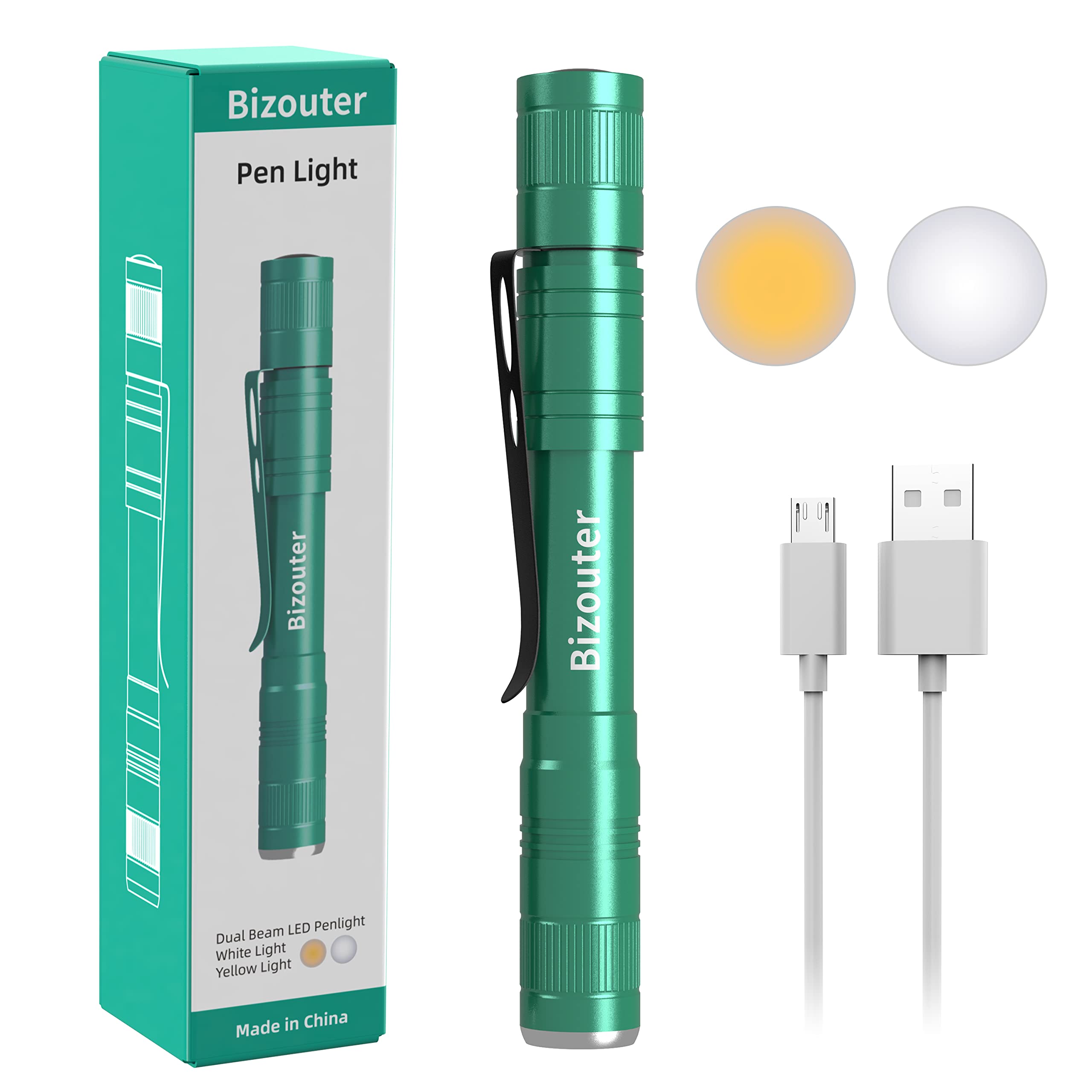BIZOUTER Pen Lights for Nurses Doctors Check Pupil Response Ear Nose Throat, Dual Beam LED Medical Penlights for Nurses, Nursing Student Pupil Penlight Rechargeable