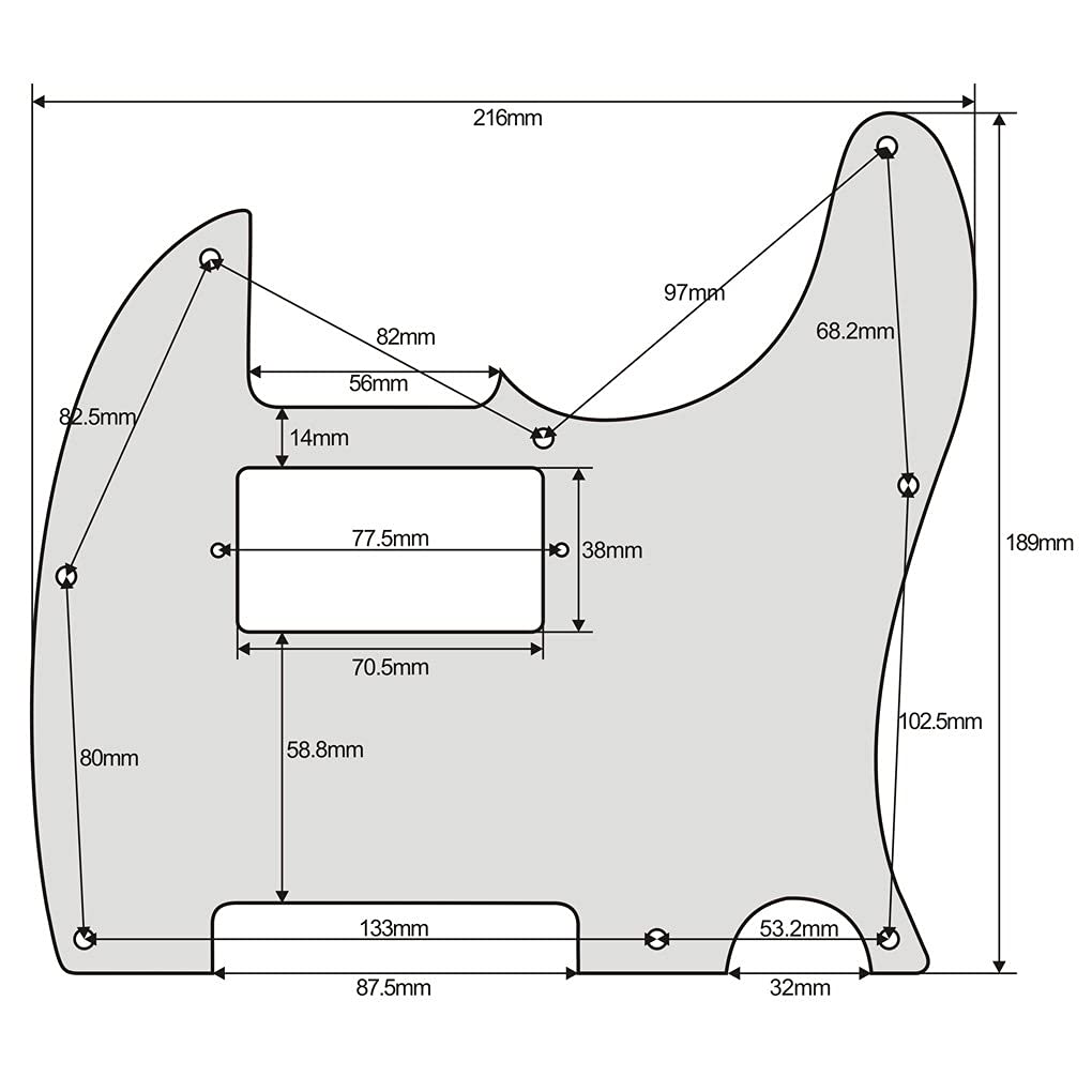 FLEOR 3Ply Cream 8 Hole TL Pickguard Guitar Humbucker Pick Guard HH with Screws Fit USA/Mexican Standard TL Style Guitar Part