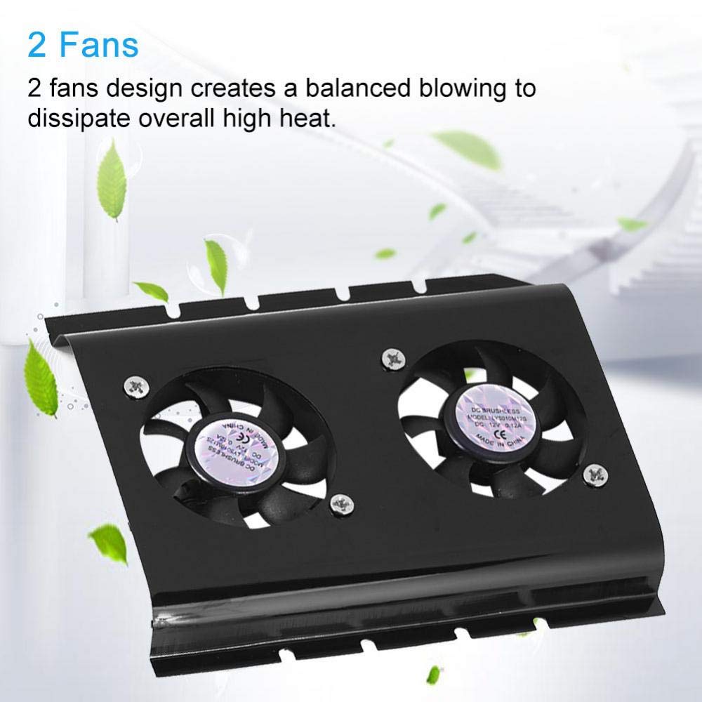 Bewinner Dual Fan Hard Disk Cooler for HDD 10.05CFM Wind-Force Hard Drive Cooler 5000¡À10% RPM Fast Heat Dissipation Hard Disk Cooler for HDD (Black)