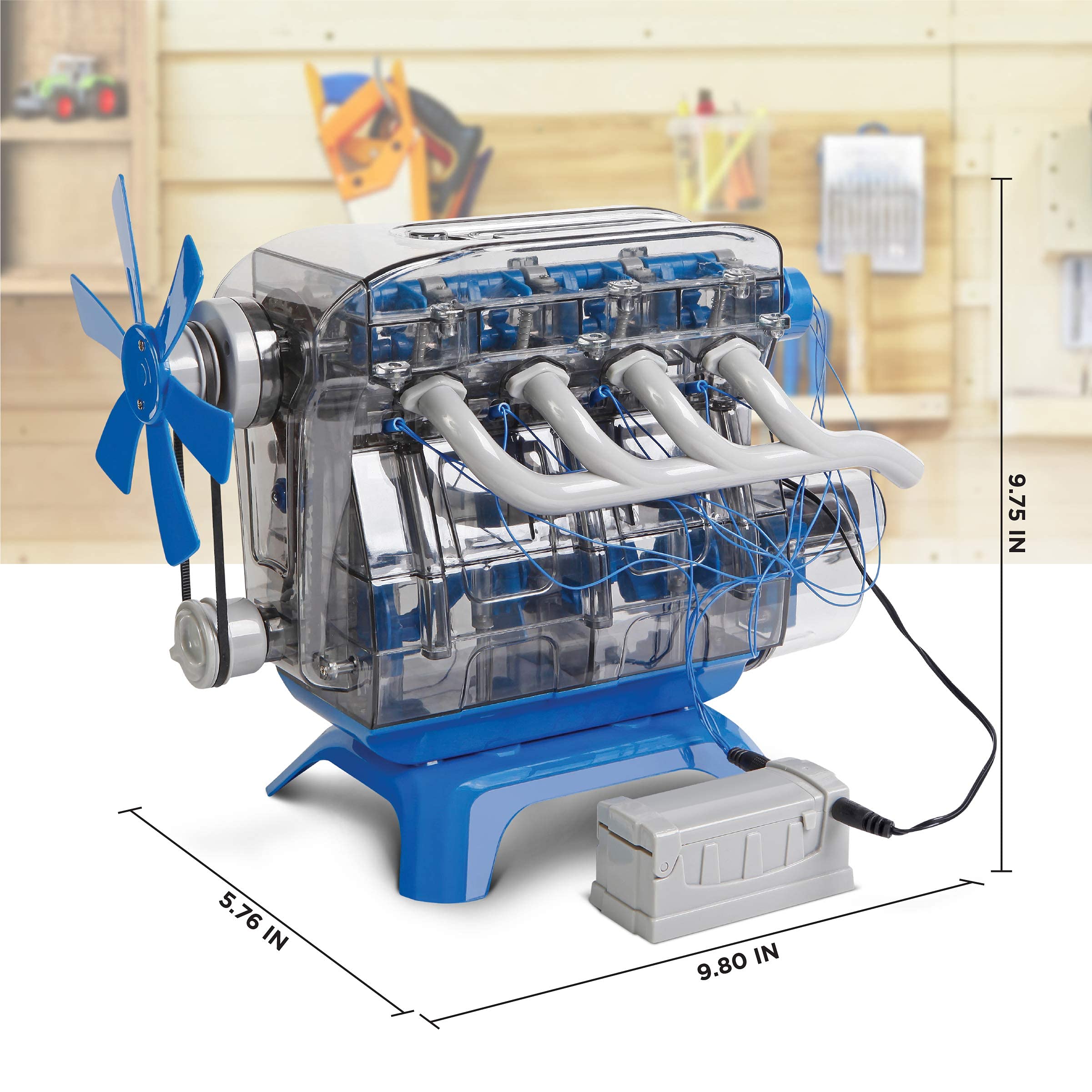 Discovery #MINDBLOWN Model Engine Building Kit, DIY 4-Cylinder Combustion Engine, Working Pistons Fan Valves Belts LED Lights, STEM Mechanic Engineering Construction Experiment Set, Kids & Adults Gift