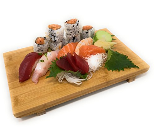 THY COLLECTIBLES Sashimi Sushi Bamboo Serving Geta Plate - Japanese Style Tableware Bamboo Sushi Board Cutting Tray (L10.6 x W7)