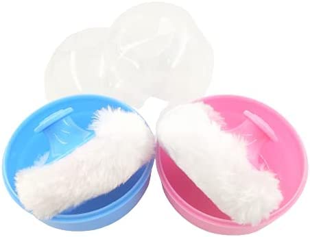 Baby Powder Puff Plush Box Container Baby Powder Container (Pink)