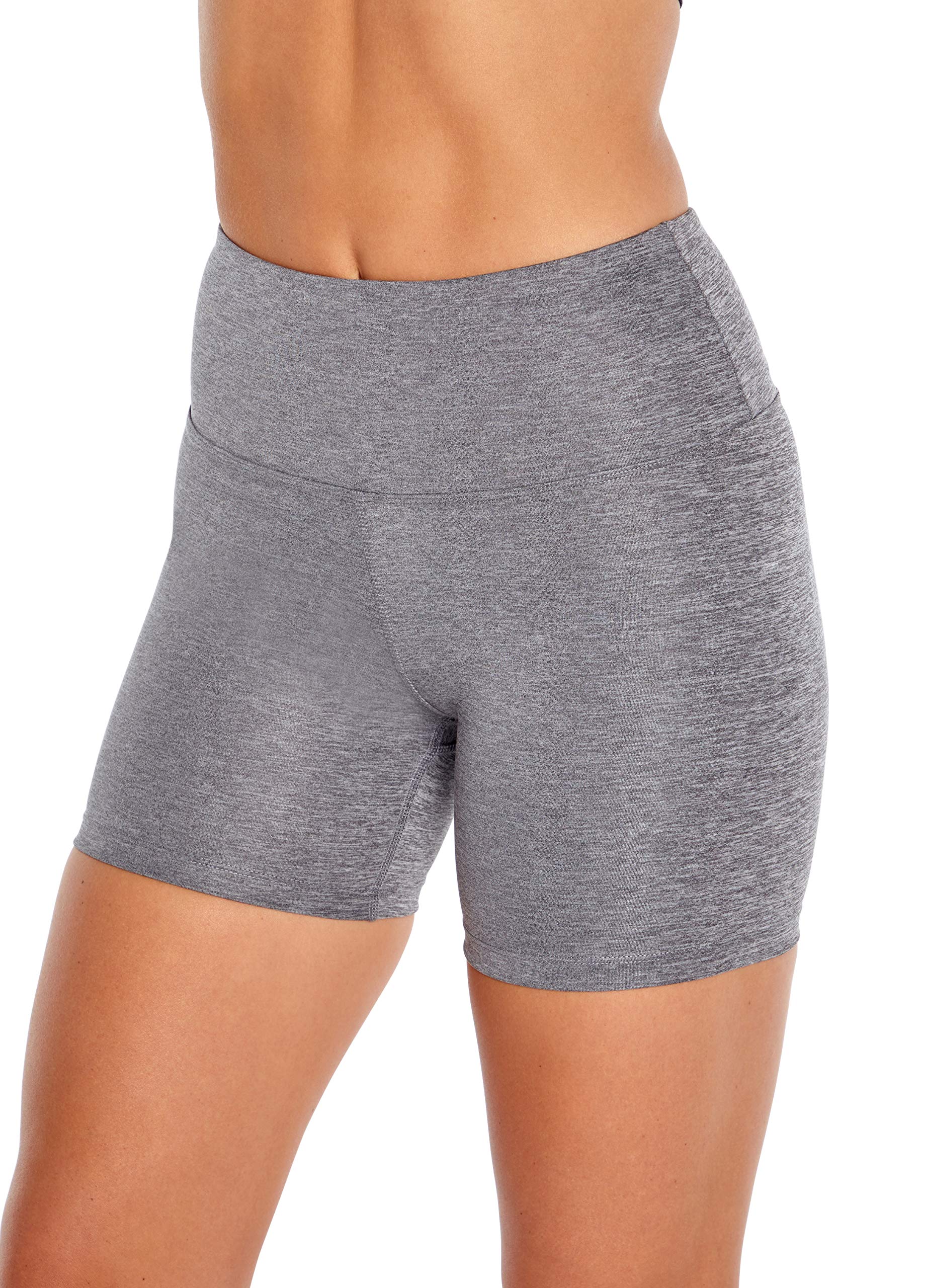Bally Total Fitness High Rise 5" Bike Short - 2 Pack, Heather Charcoal/Harbor Blue, X-Large