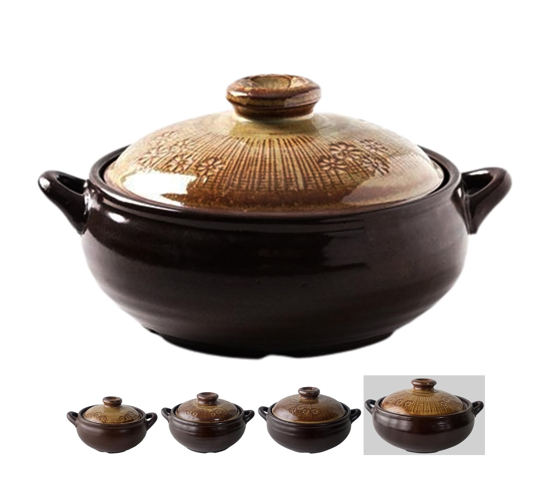 BALWOO Korean Pot [Buncheong] MUD GLAZE Earthenware Ttukbaegi, Ceramic Clay Cooking Pot Casserole, Heat Resistant Ceramic Pot, Zero-Crack Stone Bowl Stockpot Soup Cookware (Mini)