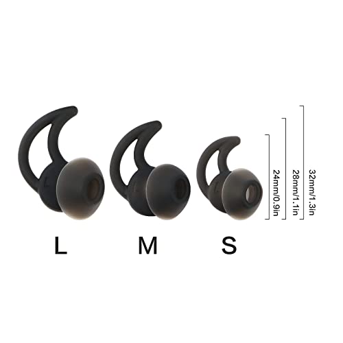Micro Traders 3 Pairs Replacement Earbuds Ear Tips Silicone in Earphones Noise Isolation Compatible with Bo-se QC20 QC20i SoundSport SIE2i IE2 IE3 Black S M L