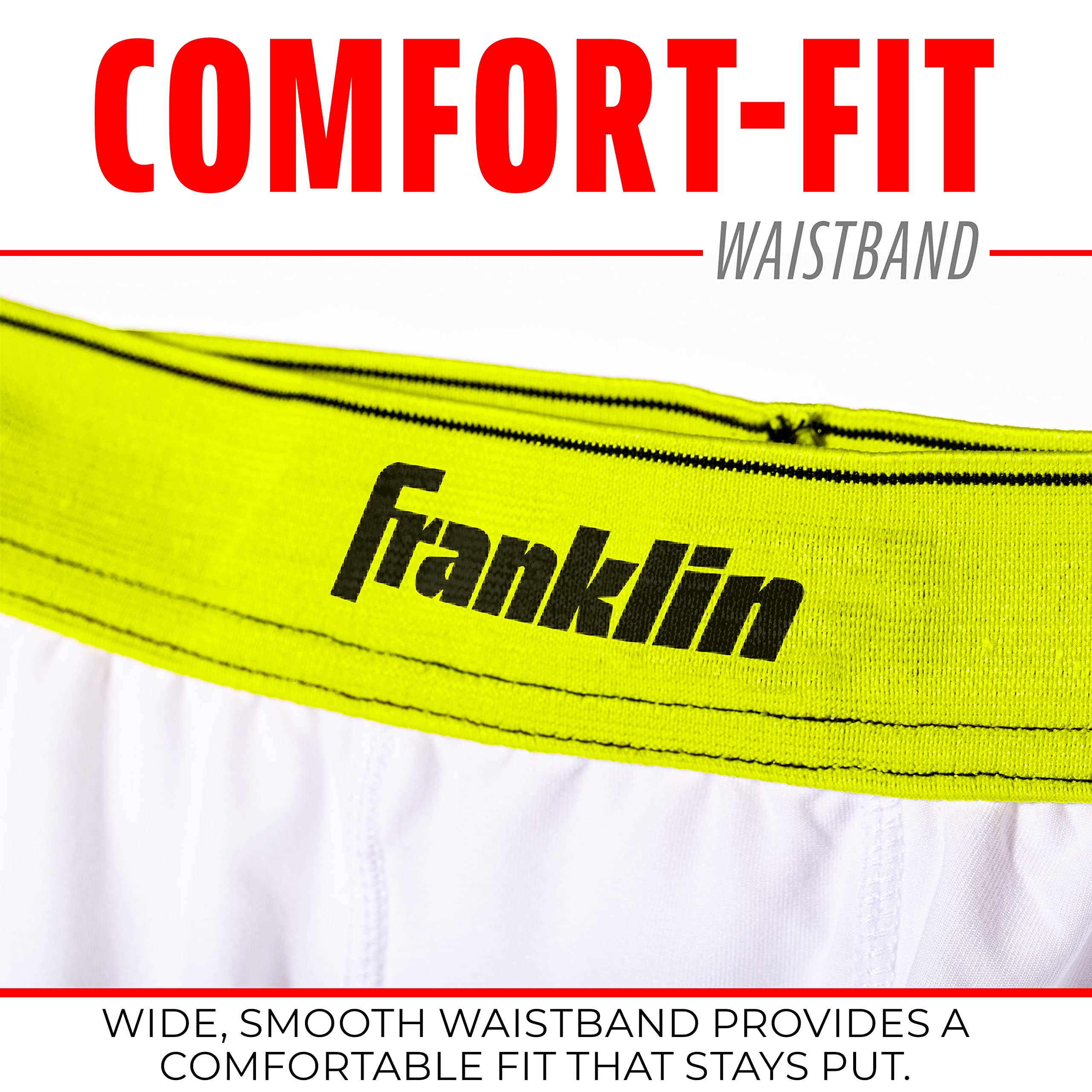 Franklin Sports Standard Sliding Shorts Youth, White/Optic, Large