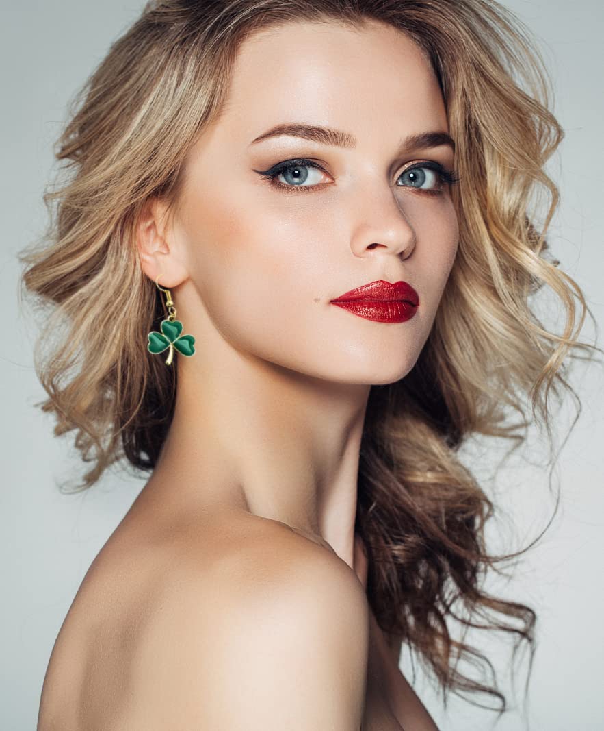 St. Patrick's Day Earrings for Women Shamrock Irish Earrings Hat Green Earrings for Irish Holiday (A)