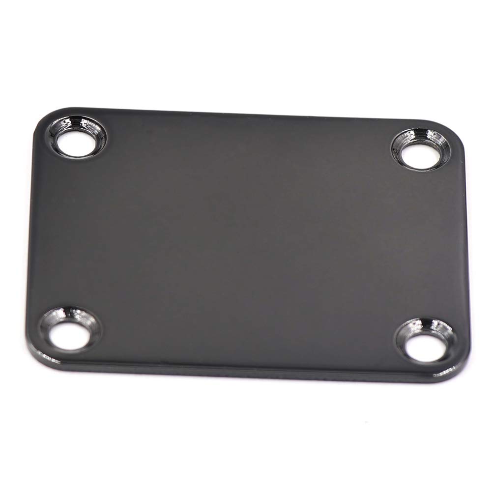 DISENS Bass Guitar Neck Plate with Mounting Screws,Replacement Metal Neckplate 4 Holes Neck Joint Board for Electric Guitar (Silver)