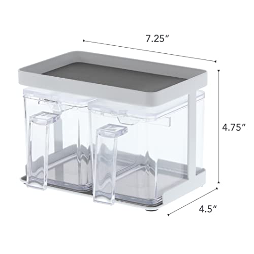 YAMAZAKI Home Pantry Canisters with Rack-Kitchen Container Organizer | Steel + Plastic | Food Storage, One Size, White