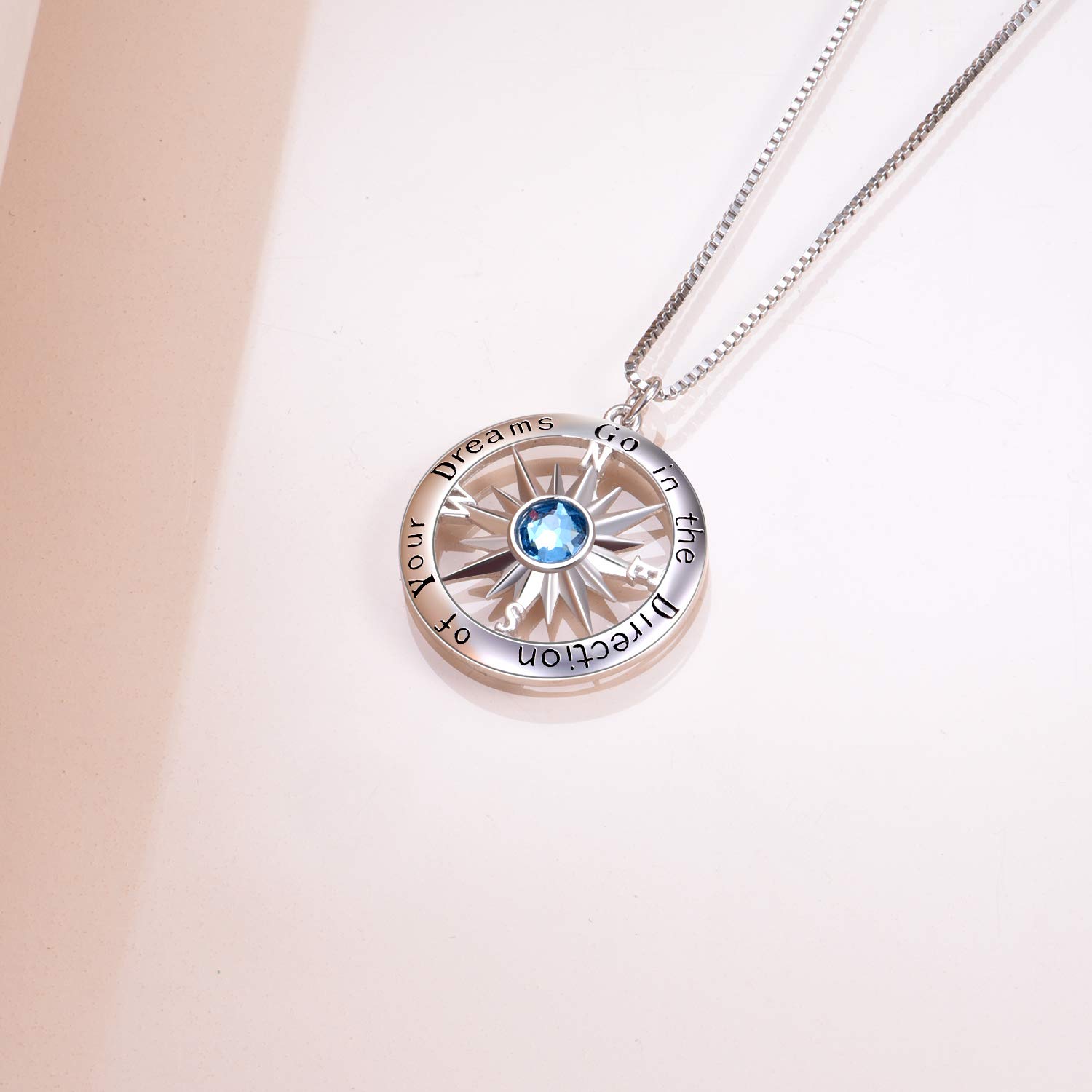 AOBOCO Compass Necklace for Women Sterling Silver 2022 Graduation Gifts for Him Her