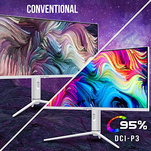 Sceptre IPS 34" White UltraWide Monitor 3440 x 1440p HDR400 1ms up to 144Hz 95% DCI-P3 PIP PBP DisplayPort HDMI USB-C Height Adjustable (E345B-QUN168W)
