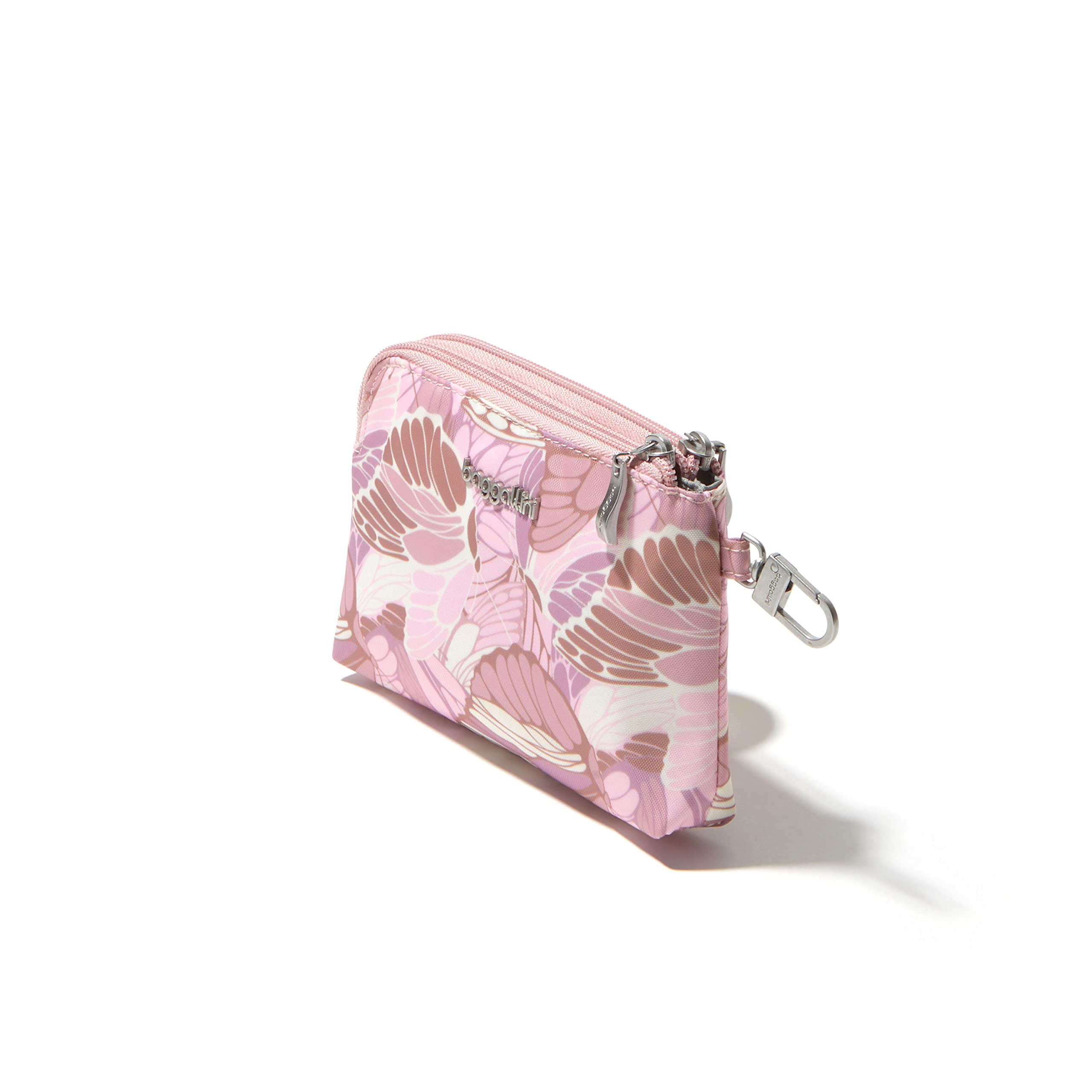 Baggallini Womens On The Go Daily RFID Pouch, Pink Butterfly Print