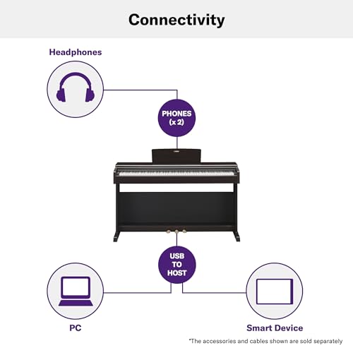 Yamaha Arius, 88-Key Weighted Action Digital Aspiring Musicians, CFX Concert Grand Piano Voice, 3-Pedal Unit, Bench Included, Classic Upright Design, Black, (YDP145B)