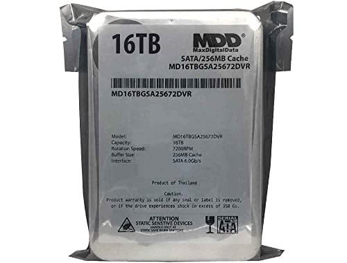 MDD 16TB 7200RPM 256MB Cache SATA 6.0Gb/s 3.5inch Internal Hard Drive for Surveillance Storage (MD16TGSA25672DVR) - 3 Years Warranty