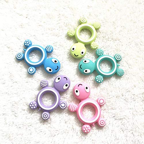 Jitejoe Baby Teether, Food-Grade Baby Silicone Turtle Animals (Pink)