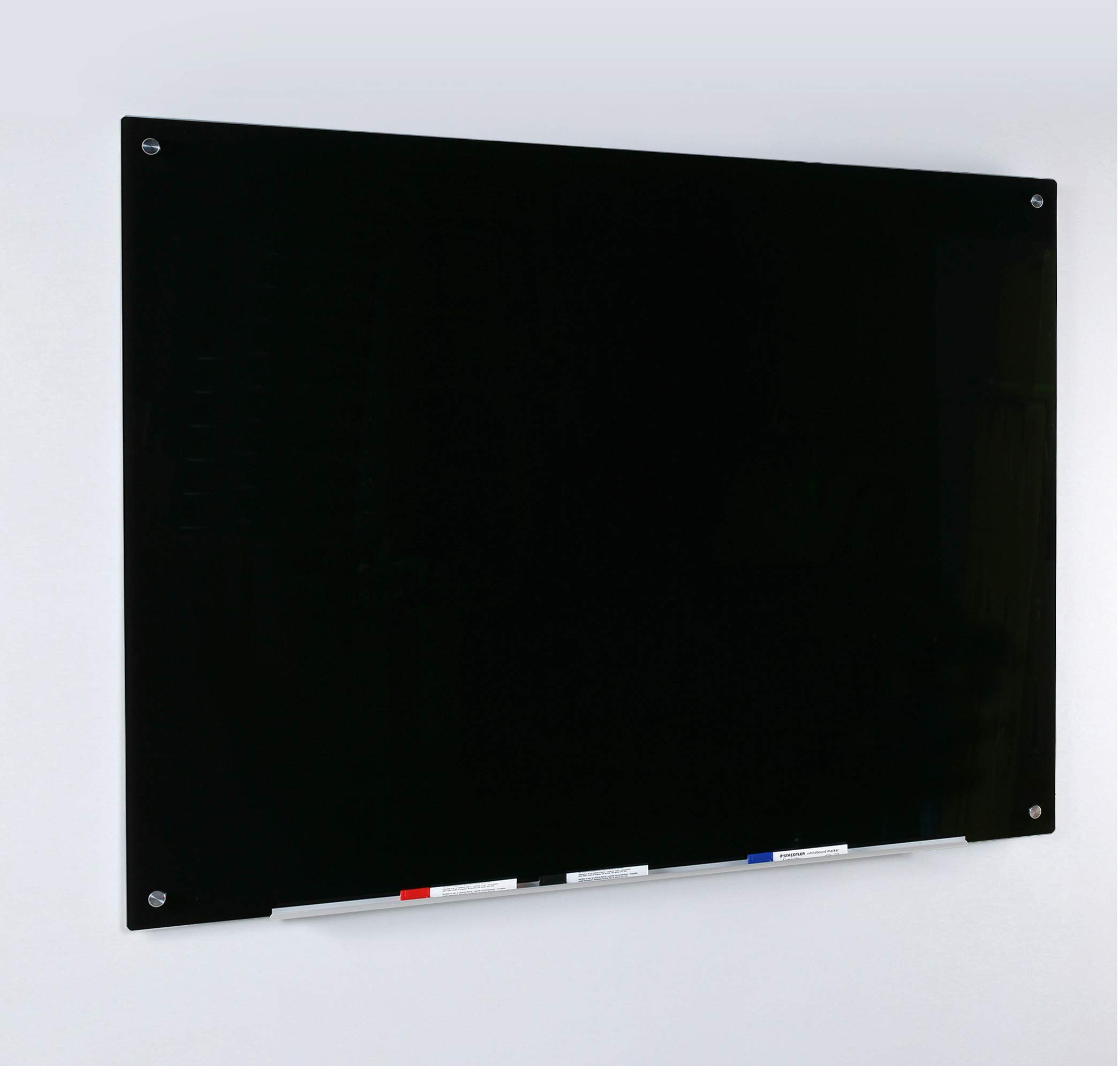 Audio-Visual Direct Magnetic Black Glass Dry-Erase Board Set - 35 1/2 x 47 1/4 Inches -