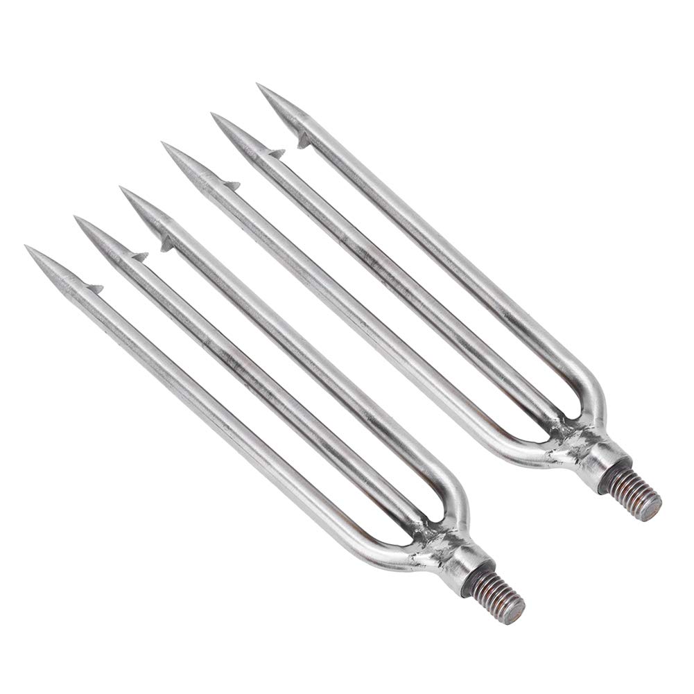 Astibym 3 Prongs Harpoon, Stainless Steel Gig Gaff Tackle Hook Barb Fish Spear for Outdoor Fishing (2 pcs)