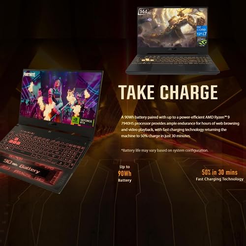 ASUS TUF Gaming Laptop 2023 Newest, 15.6" FHD 144Hz Display, Intel Core i7-12700H(14-core) Processor, NVIDIA GeForce RTX 4070, 16GB RAM, 1TB SSD, Backlit Keyboard, Wifi6, Bluetooth, Windows 11 Home