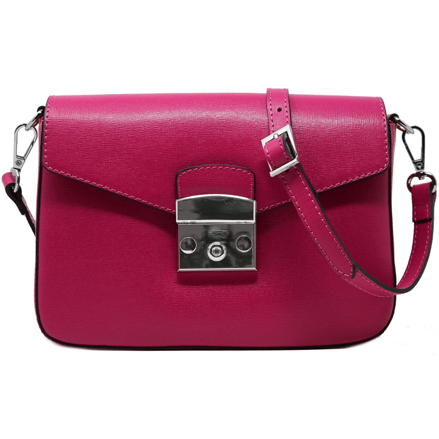 Floto Women's Crossbody Shoulder Bag Handbag Sapri in Saffiano Leather (Violet)