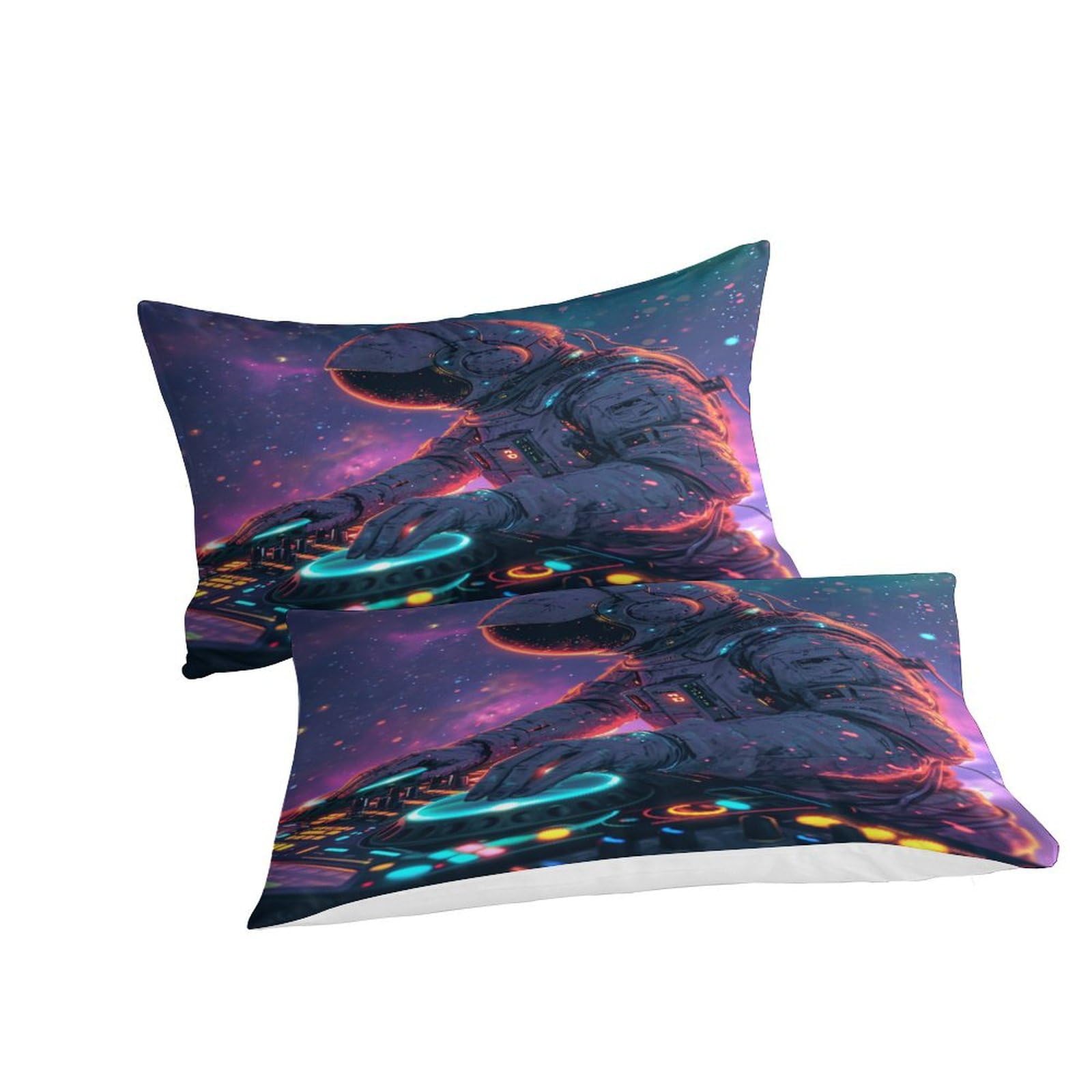 HEYLInGO Astronaut 3D Print Space DJ Quilt Cover Duvet Cover Comforter Covers for Teens and Adults with Pillow Cases Soft Microfiber Bedding Set with Zipper Closure 3 Pieces Twin(173x218cm), Style-3