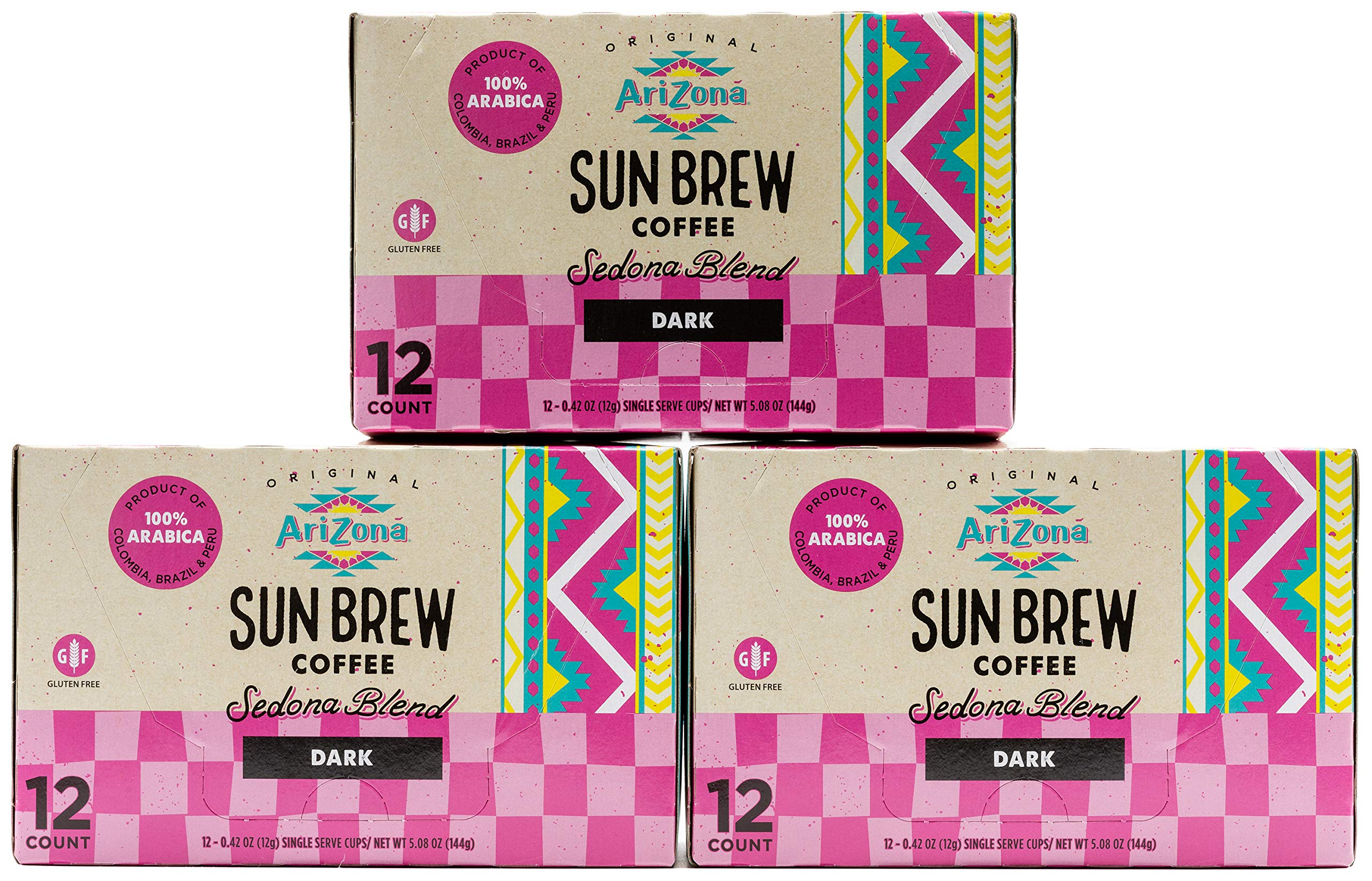 AriZona Sun Brew Coffee - Sedona Blend 36 Count Single Serve Cups - Dark Roast - Premium Arabica - Compatible with Keurig 2.0 K-Cup Brewers